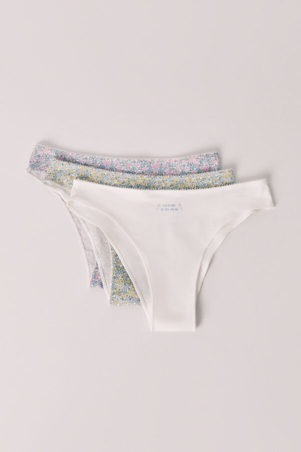 3er-Pack bedruckte Brazilian Slips aus Baumwolle mit Blumenmuster