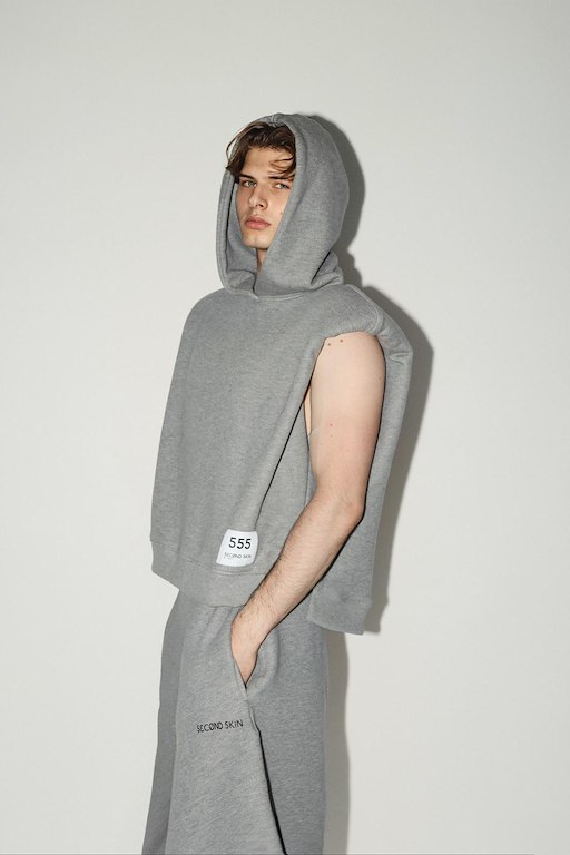 555 FUSION VEST HOODIE GREY