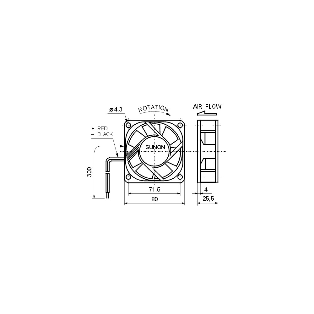 Ventilator 80x25 12V DC,lager 1,80W