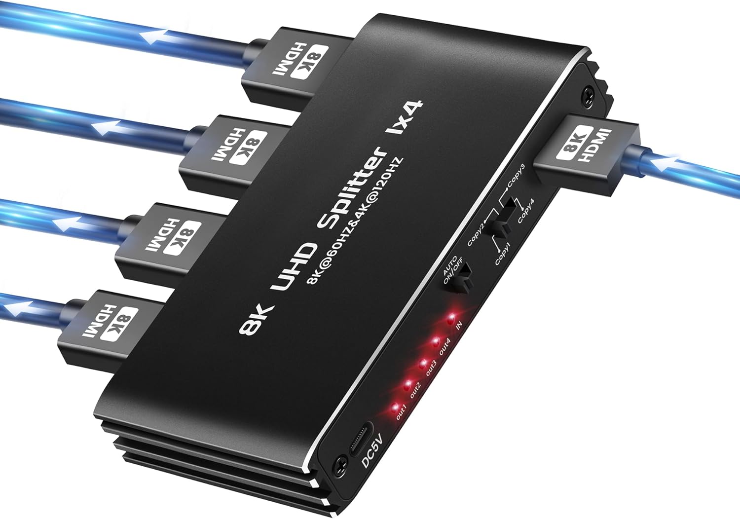 SYONG 8K HDMI splitter 1×4 1 ulaz na 4 izlaza HDMI 2.1 aluminijumsko kućište