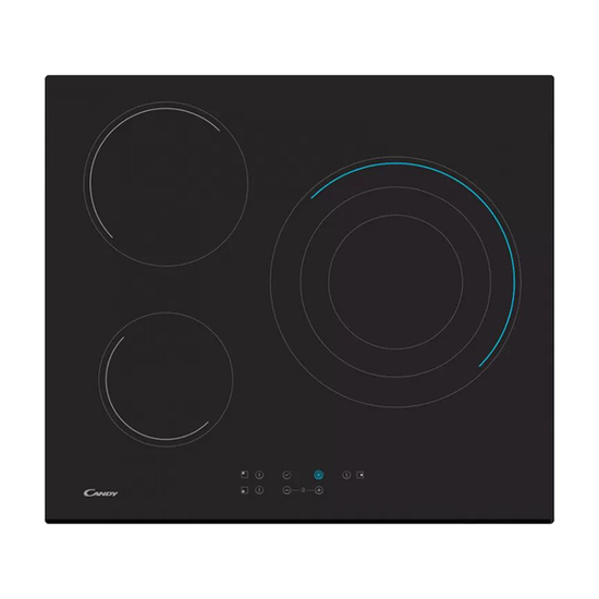 Ugradna ploca Candy CH 63 TVT , 5.7 kW, 3 zone (2 standardne + 1 trostruka), Crna boja