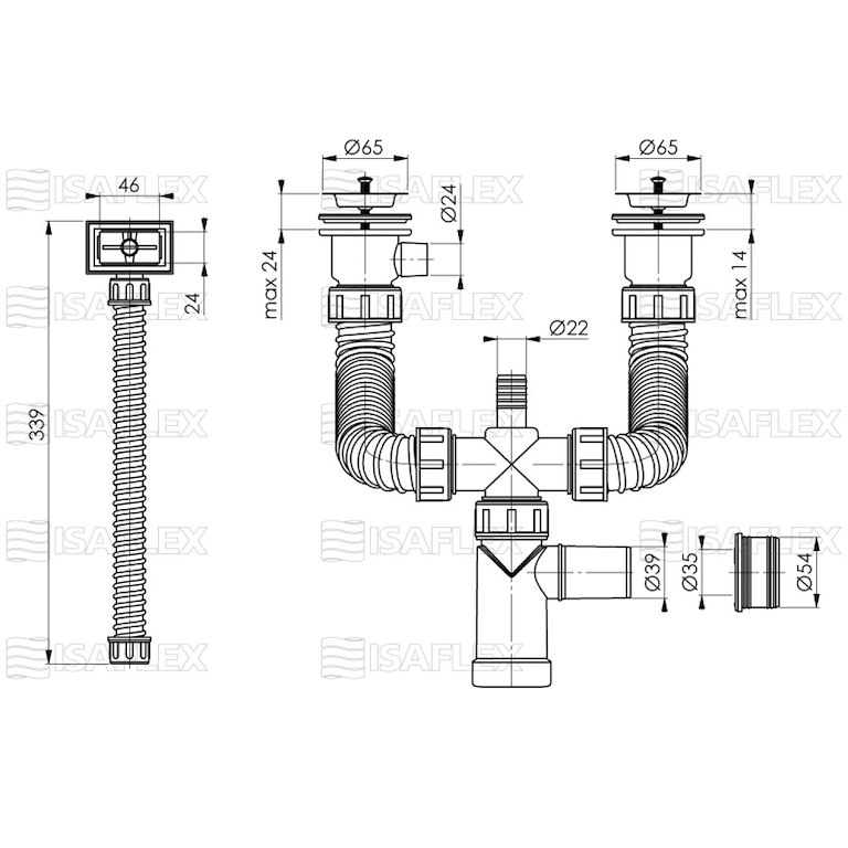 KRUTI SIFON 2/2 SUDOPERU SA PRELIVOM