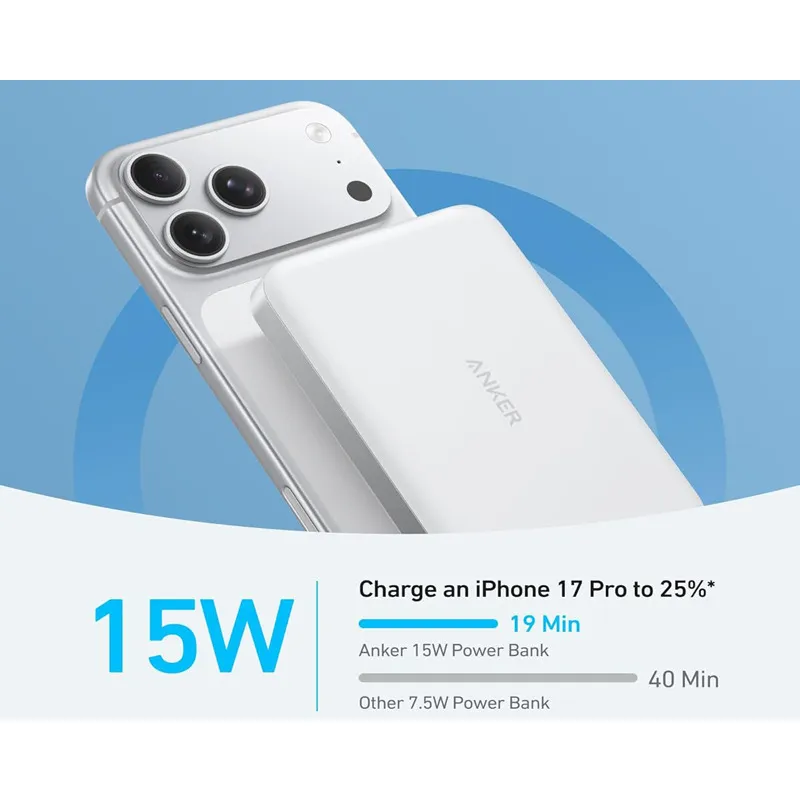ANKER MagGo 10000mAh, 15W, magnetno bežični power bank, beli