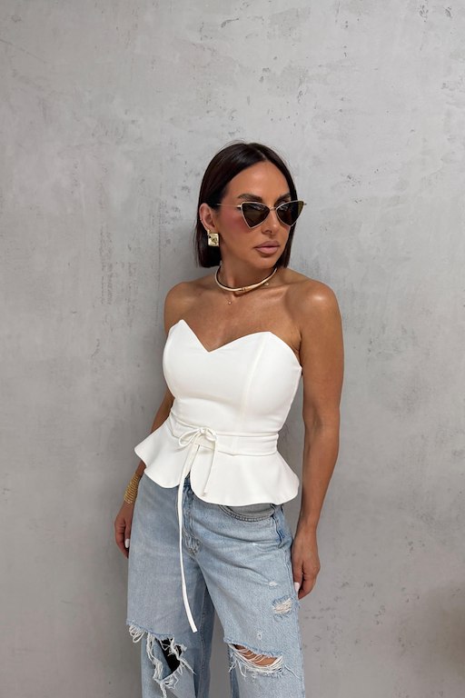 ALORA WHITE PEPLUM KORSET
