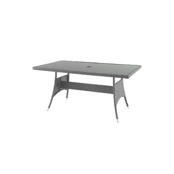 Baštenski sto od ratana sivi – lima 150 × 90 × 72.5 cm, 055678