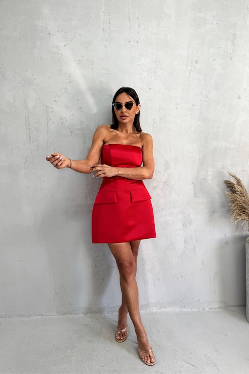 LEIA RED MINI KORSET HALJINA RAVNOG KROJA