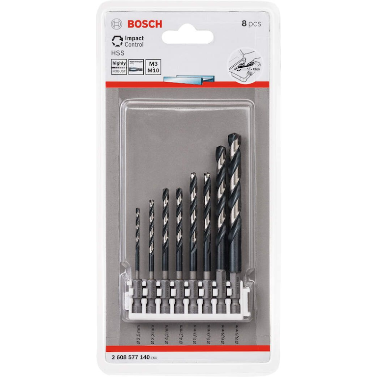 Bosch – Impact Control HSS set burgija, 8-delni, 69-117mm – 2608577140