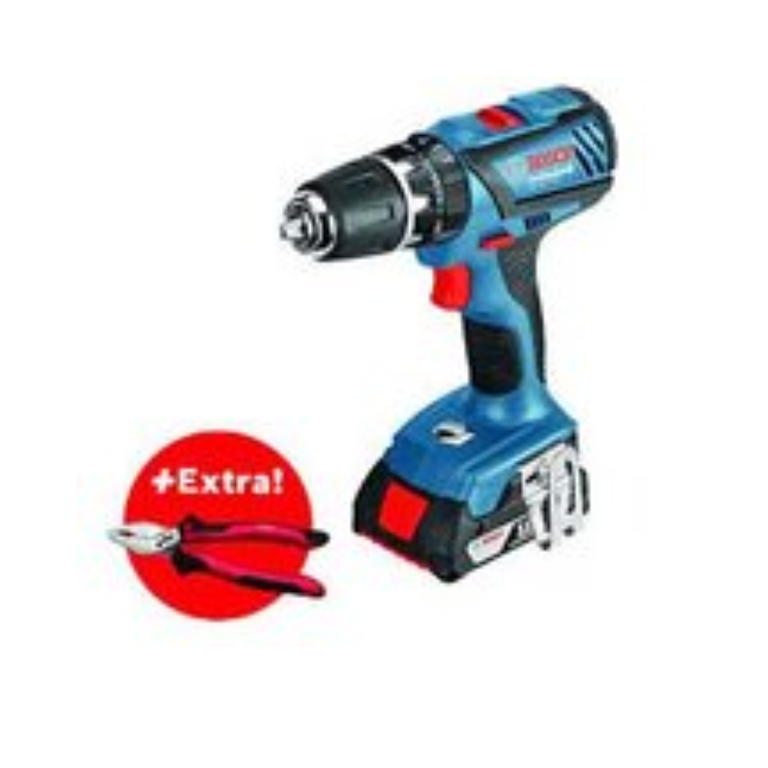 Bosch Akumulatorska vibraciona bušilica GSB 18-2 Li Plus (2 x 2,0 Ah) + Wiha kombinovana klešta, 0615990K2R