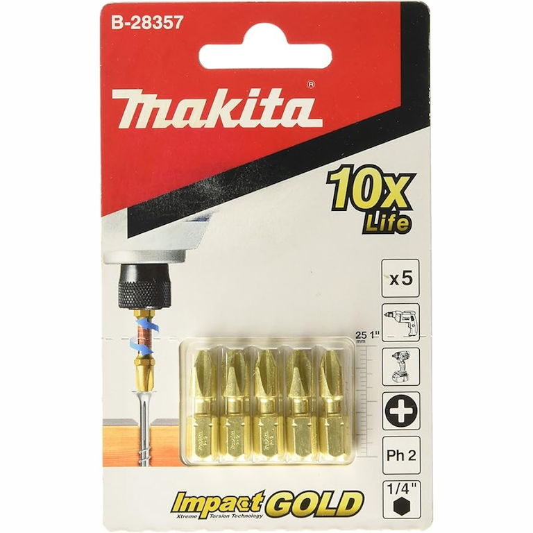 Makita – Umetak za uvrtanje 25 mm, PH2, 5 kom – B-28357