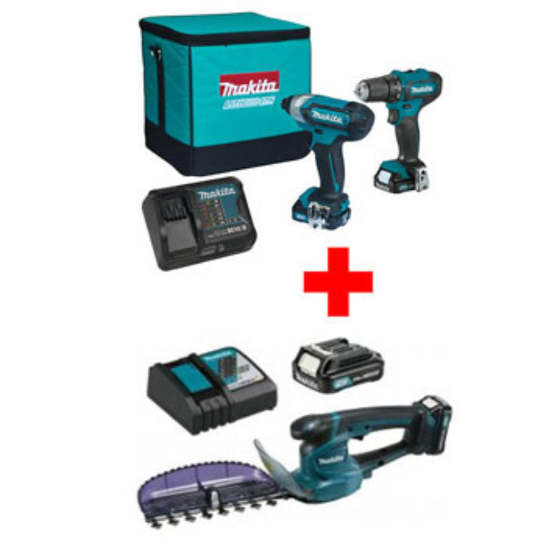 Makita Aku. set odvijača DF333D + TD110D 2.0 Ah u torbi + aku.makaze, CLX224SA+UH201DWA