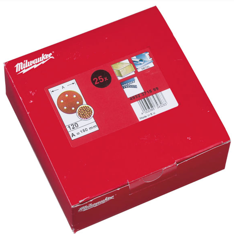 Milwaukee – Brusni papir za ekscentričnu brusilicu 150 mm, okrugli, G 80, 25 kom – 4932371598