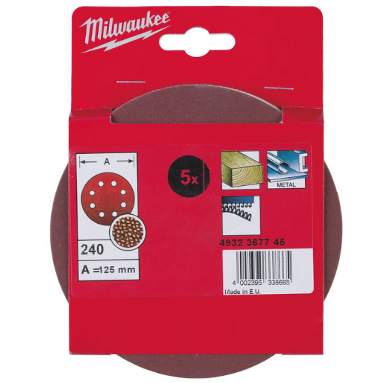 Milwaukee – Brusni papir za ekscentričnu brusilicu, okrugli, 125 mm, G 240 – 4932367745