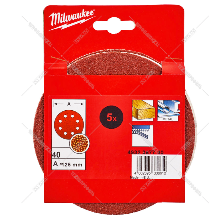 Milwaukee – Brusni papir za ekscentričnu brusilicu, okrugli, 125 mm, G 40 – 4932367740