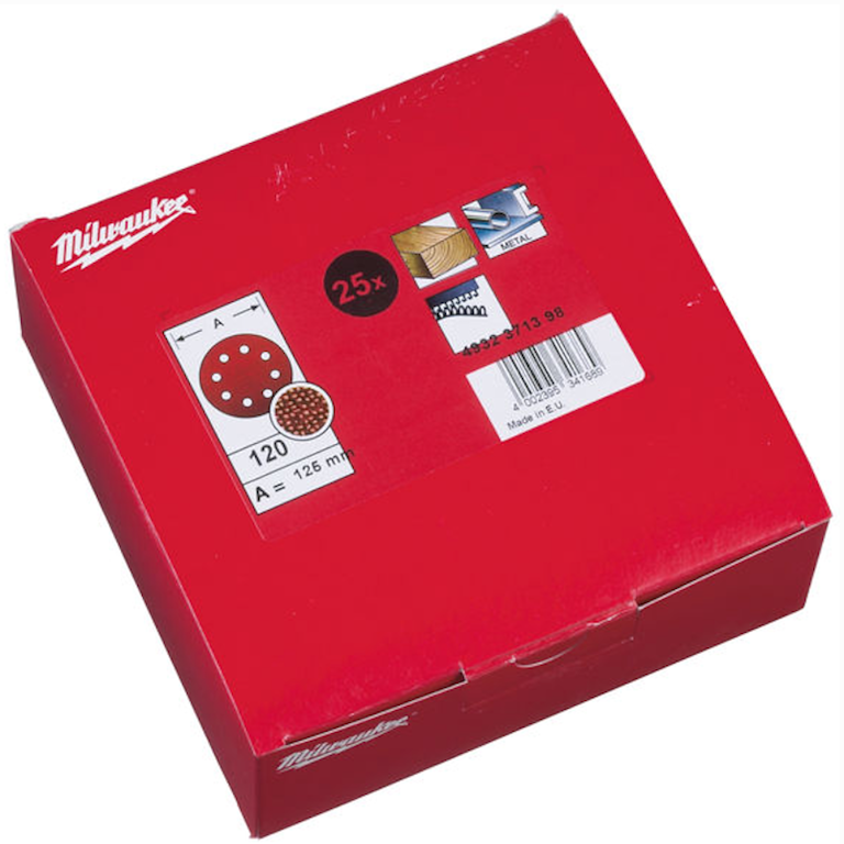 Milwaukee – Brusni papir za ekscentričnu brusilicu, okrugli, 125 mm, G 80, 25 kom – 4932371397