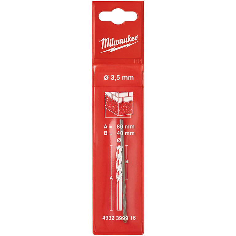 Milwaukee – Burgija za beton, udarna, 2 – rezne, 3,5 x 45/80 mm – 4932399916