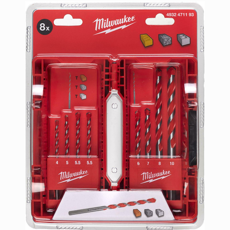 Milwaukee – Set udarnih burgija za beton, premium, 4 – 12 mm – 4932471192