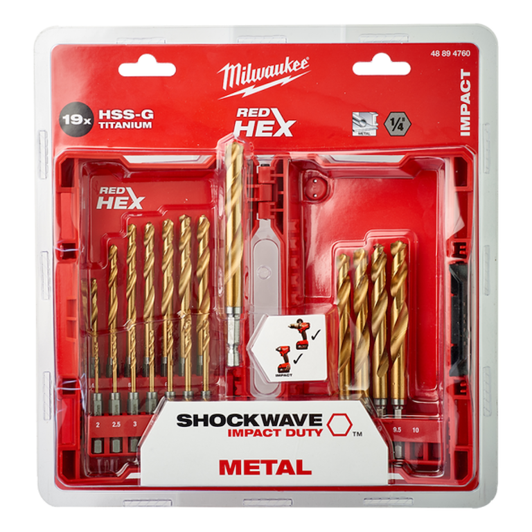 Milwaukee – Set udarnih burgija za metal, HSS-G Tin, 2 – 10 mm – 48894760