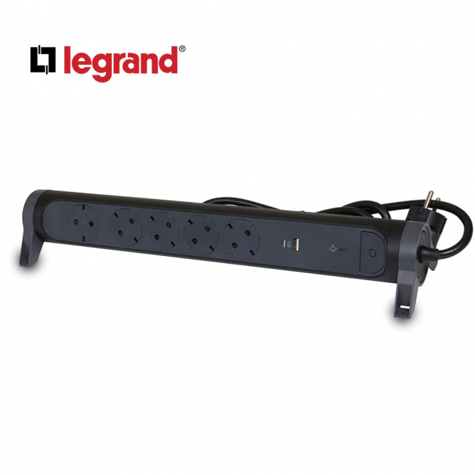 LG 694514 PRODUŽNI BLOK SA UPZ 5X2P+E 1XUSB-A 1XUSB-C 1.5M (CRNA/T.SIVA)