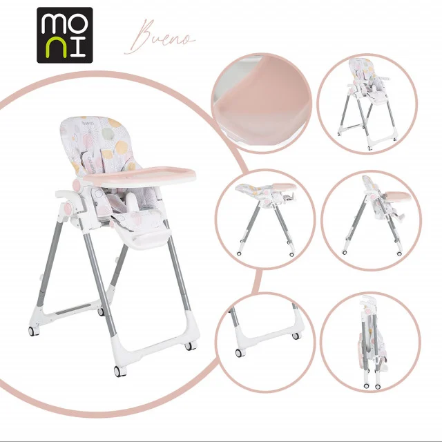 MONI Bueno stolica za hranjenje podesiva po visini i naslonu - Pink