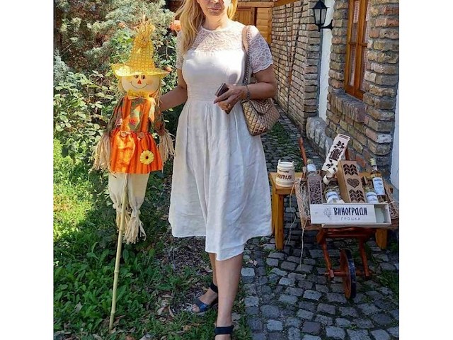 Lanena haljina MONA – bela, broj 40