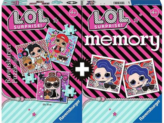 RAVENSBURGER puzzle + društvena igra Memorija - LOL Surprise RA20549