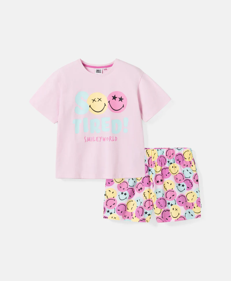 Devojačka oversize pidžama Smiley World 100% pamuk