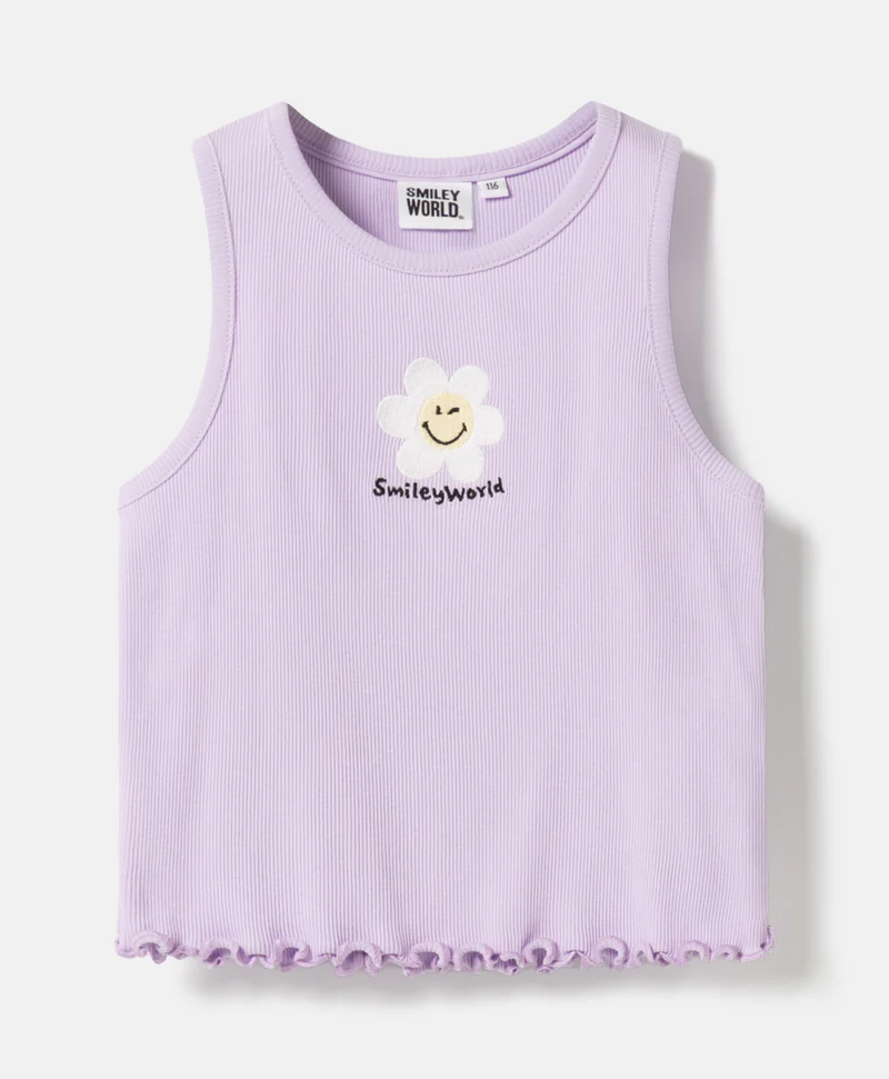 Devojački rebrasti top Smiley 100% pamuk