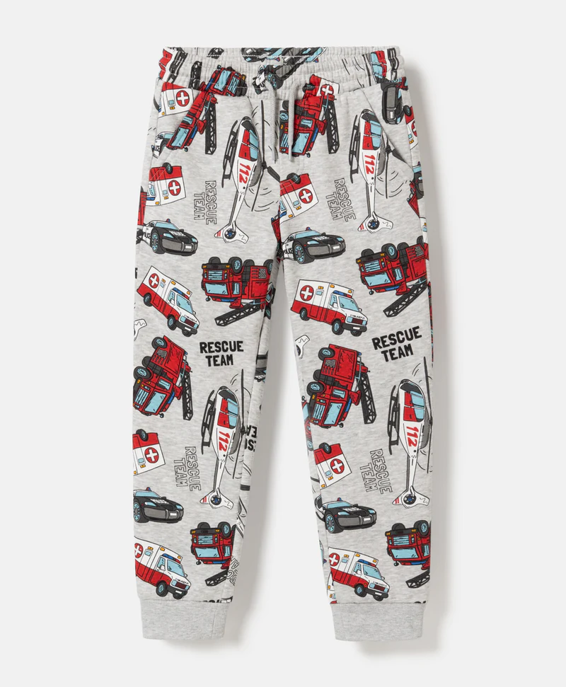 Dečije duge sportske pantalone sa motivom vozila za spasavanje