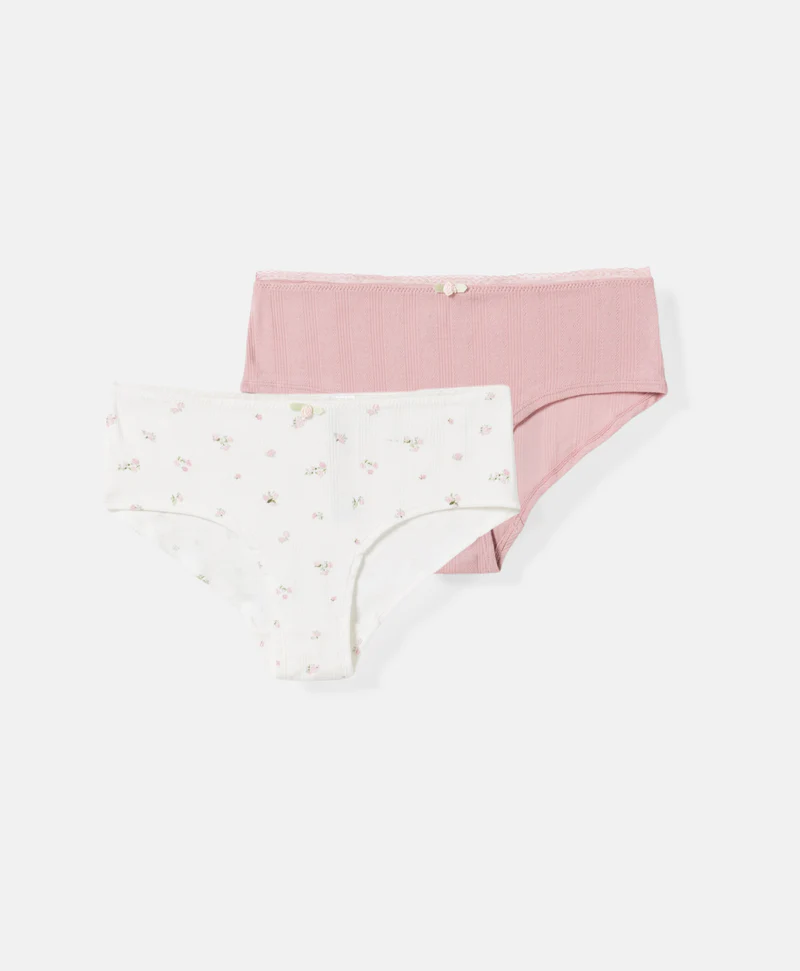 Set ženskih šort panty gaćica sa žakard šarom i detaljem od čipke