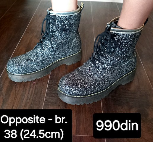 Opposite ženske čizme šljokice crne br. 38