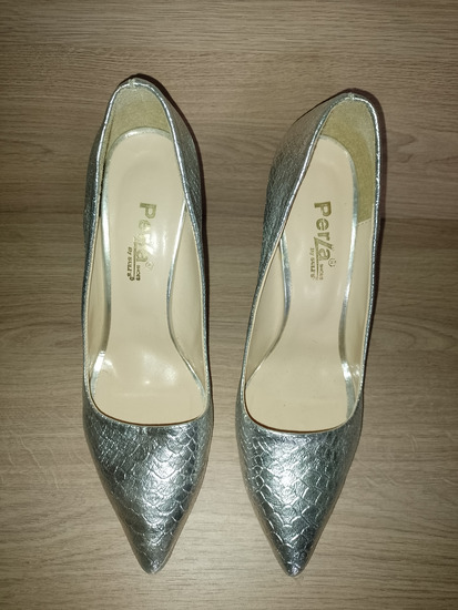 Srebrne Perla cipele salonke 40