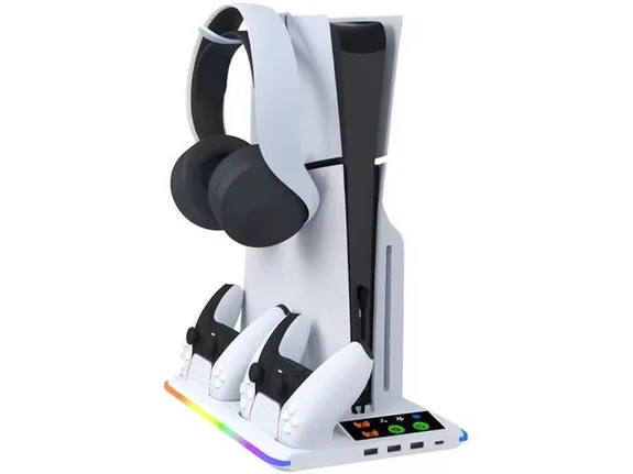 HA8008 EL RGB multifunkcionalni punjač i cooler za PS5 konzolu beli