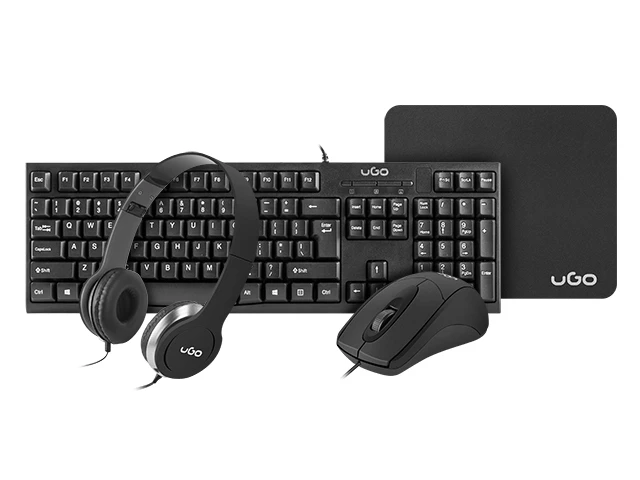 Ugo Office (UHD-1136) 4u1 komplet tastatura US+optički miš+slušalice+podloga