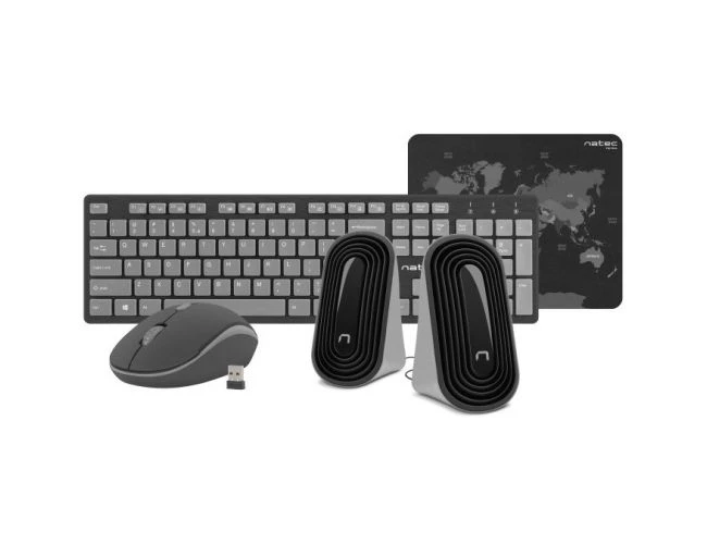 Natec Office Tetra NKL-1272 4u1 komplet bežična tastatura+bežični optički miš+zvučnici+podloga za miš