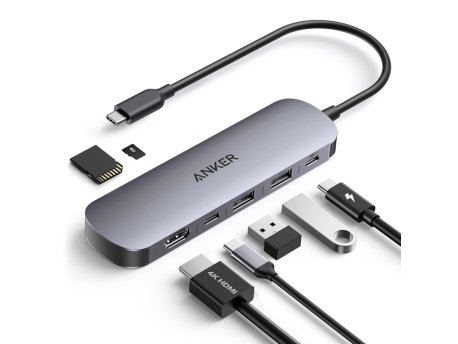 ANKER Nano USB-C Hub 7u1, sivi KON00445