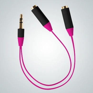 Ready 2 Music R2MSPLPINK pink kabl 3.5mm (muški) na 2x3.5mm (ženski) 0.16m