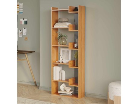 HANAH HOME Polica za knjige Palermo Natural Anthracite