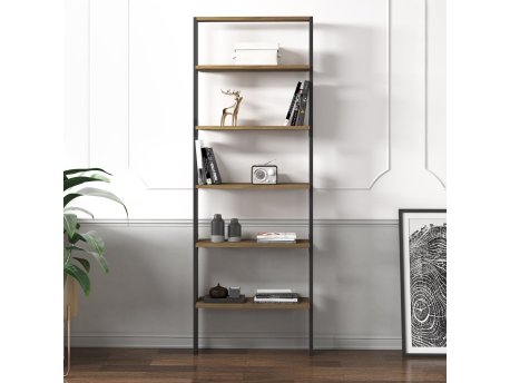 HANAH HOME Polica za knjige Hero Anthracite Antique Walnut