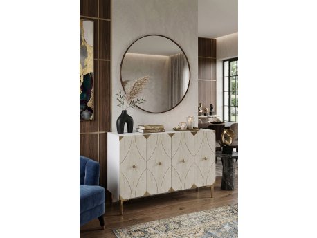 HANAH HOME Konzola Alfa 120 White Travertine Gold