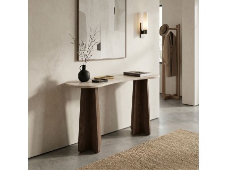 HANAH HOME Polica Zen Travertine Walnut