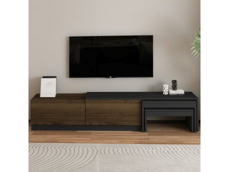 HANAH HOME TV polica Nest Anthracite Antique Walnut