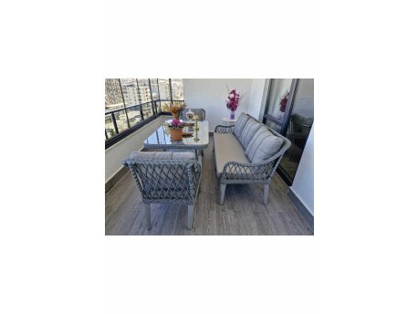 HANAH HOME Baštenska garnitura Hisar 3+1+1 Light Grey