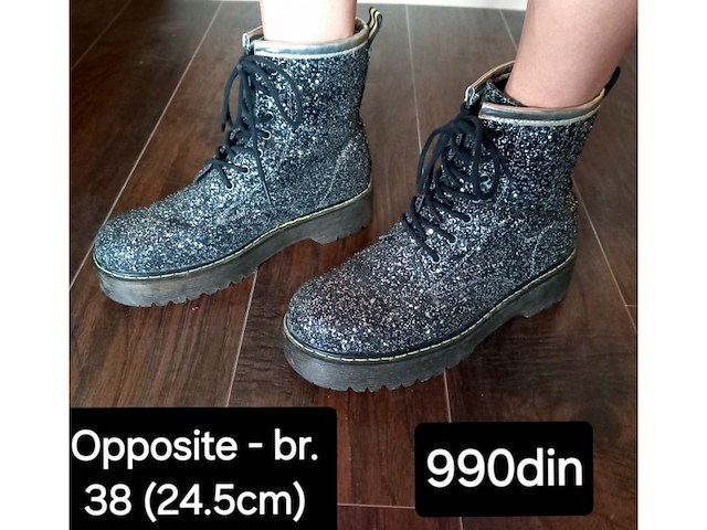 Opposite ženske čizme šljokice crne br. 38