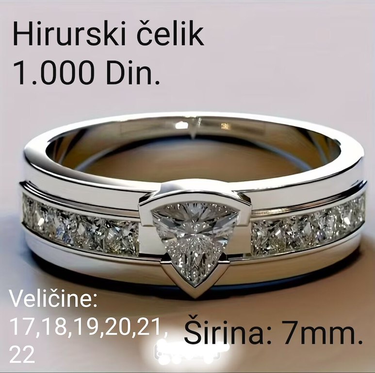 Prsten od hirurškog čelika sa cirkonima - Materijal: hirurški čelik -