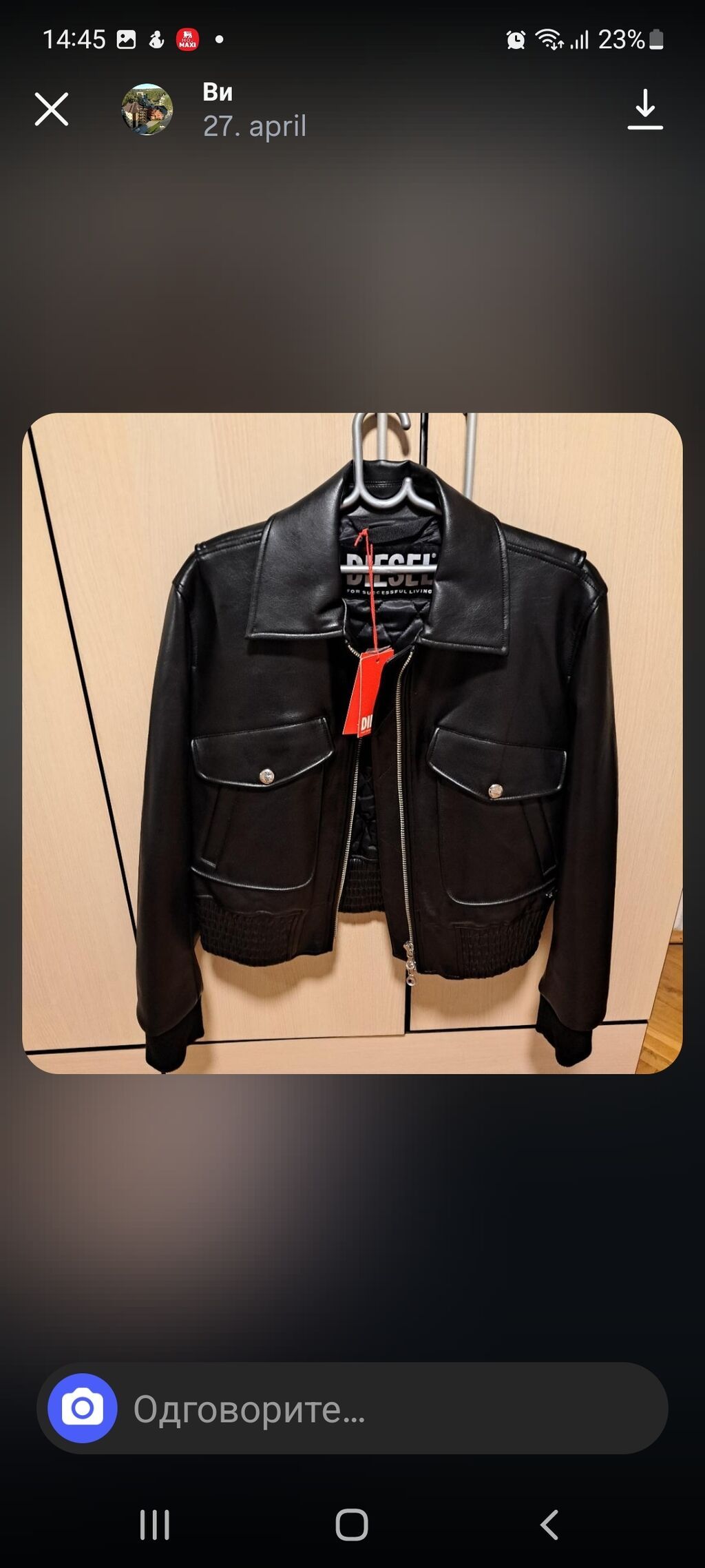 DIESEL ženska kožna jakna – crna - Model: kratka biker/bomber silueta
