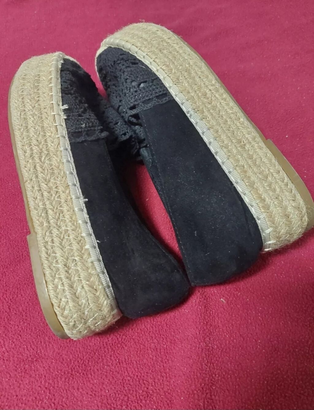 Crne ženske espadrile sa platformom - Gornjište: kombinacija crnog