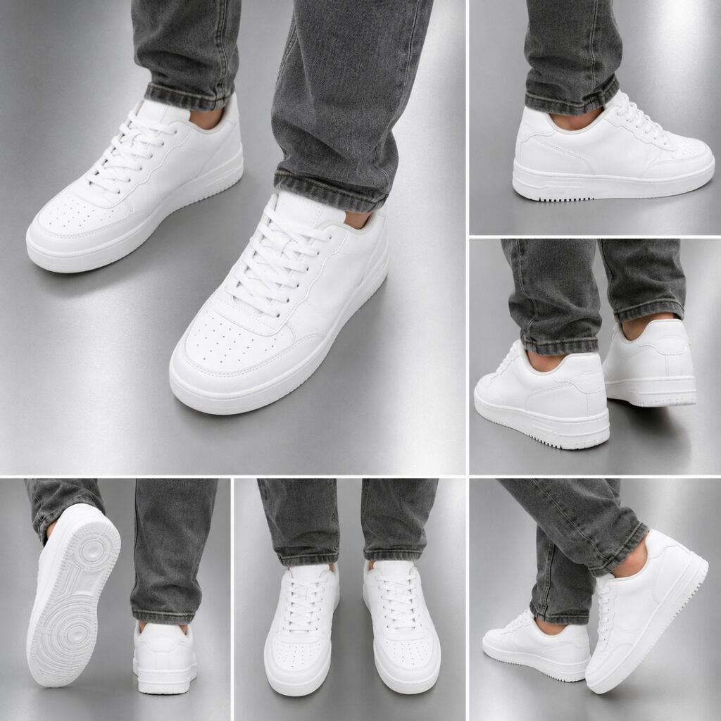 Muške bele patike – klasičan low-top model - Čist, minimalistički