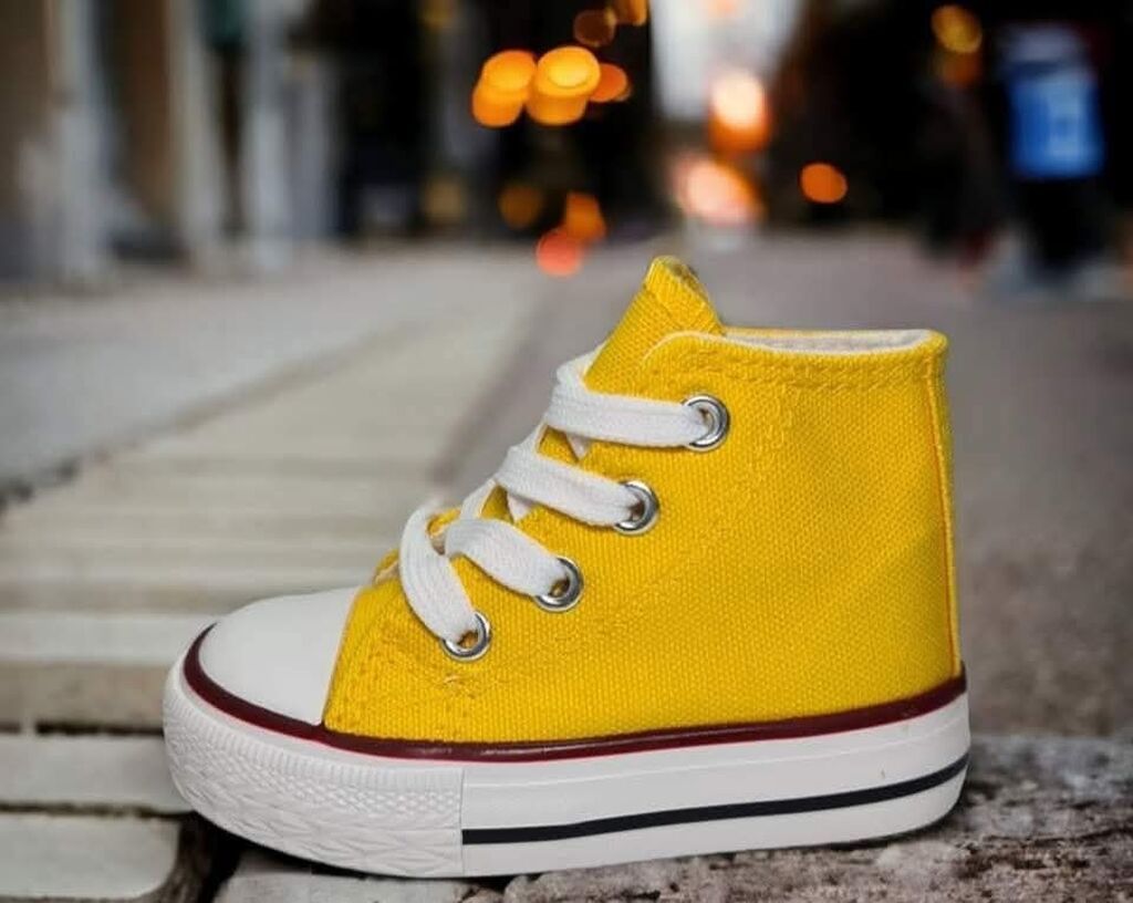 Žute platnene starke patike za decu – visoki model. - Materijal