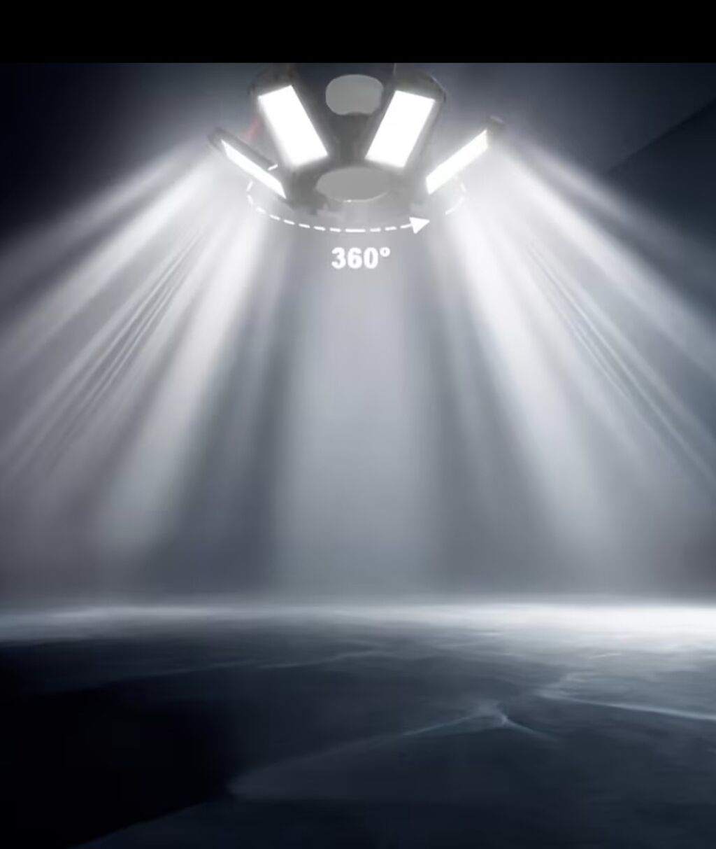 LED sklopiva garažna lampa – 6 krila, 360° osvetljenje - Snažna