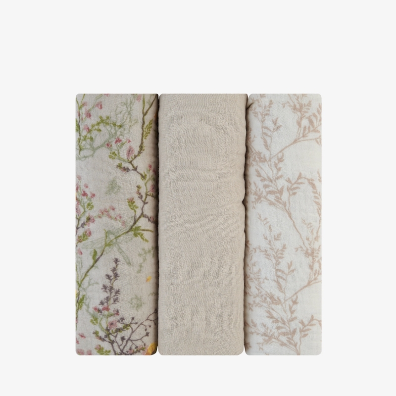 KIKKA BOO PELENE OD MUSLINA (3 KOM.) 75X75CM SECRET GARDEN BEIGE